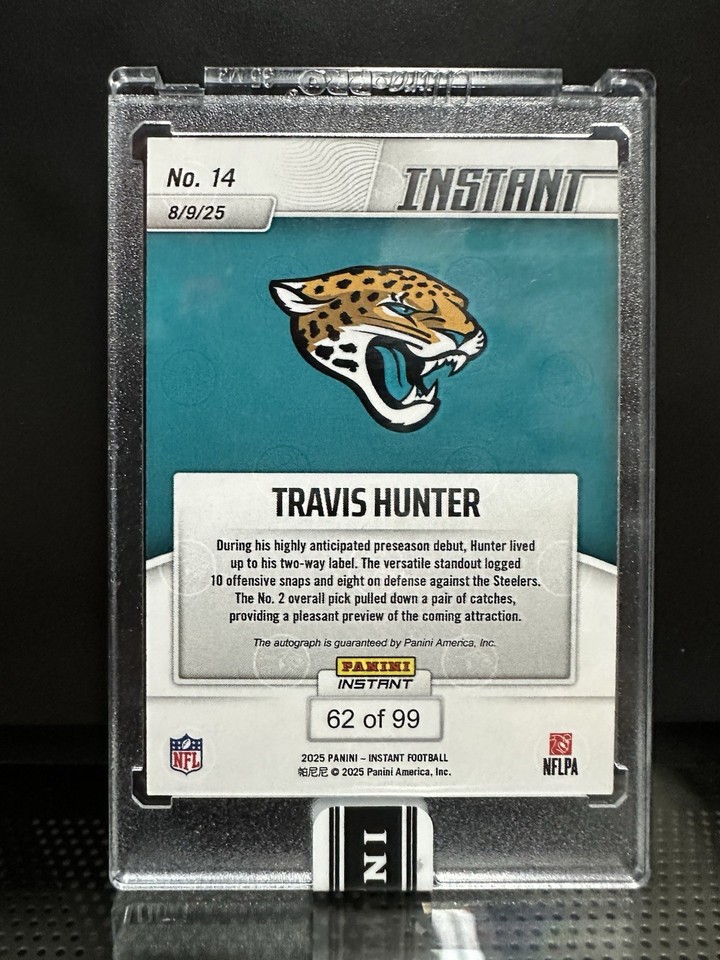 2025 Panini Instant Travis Hunter Jacksonville Jaguars Rookie Debut ...