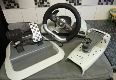 Xbox 360 Microsoft Force Feedback Racing Wheel Steering Wheel Wireless ...