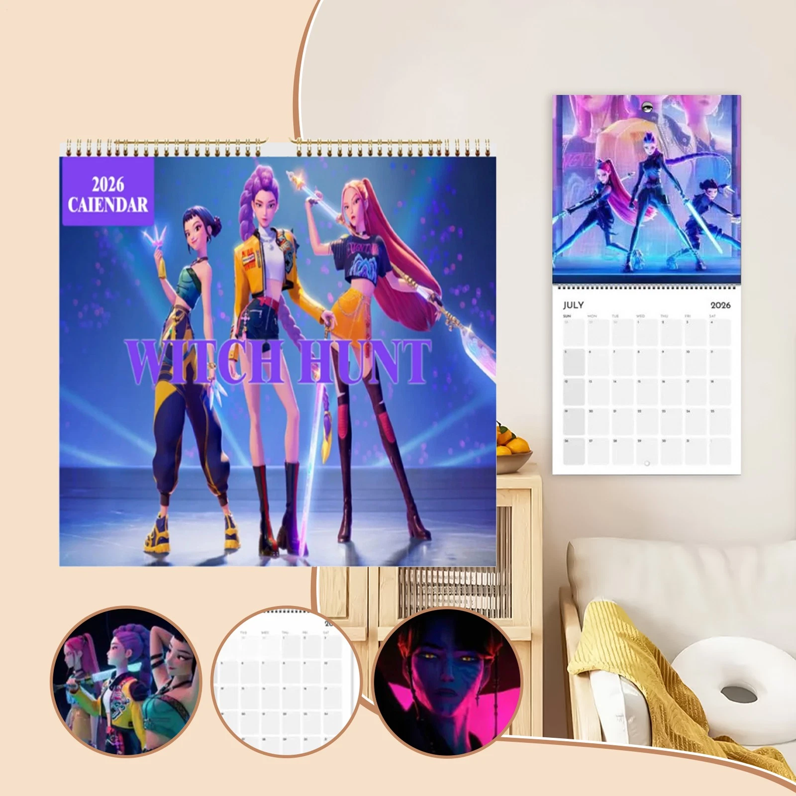 K-pop Demon Hunters 2026 Calendar Rumi、Mira、Zoey 12-Month Schedule ...