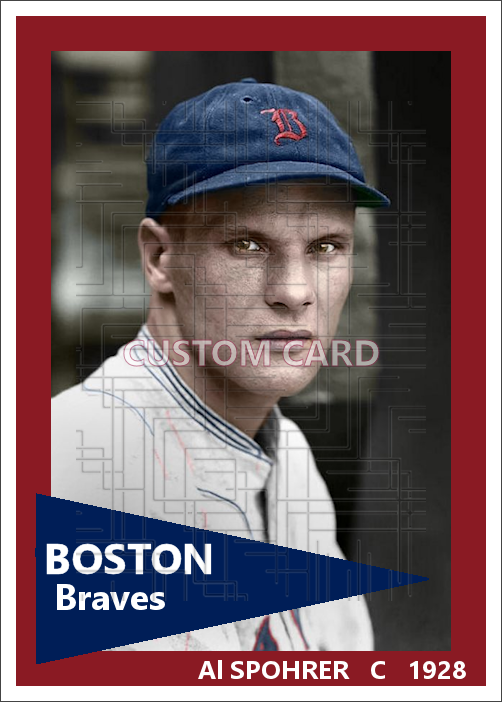 Al Spohrer - 1928 Boston N.L. - 2.5 x 3.5 custom card (blank back) | eBay