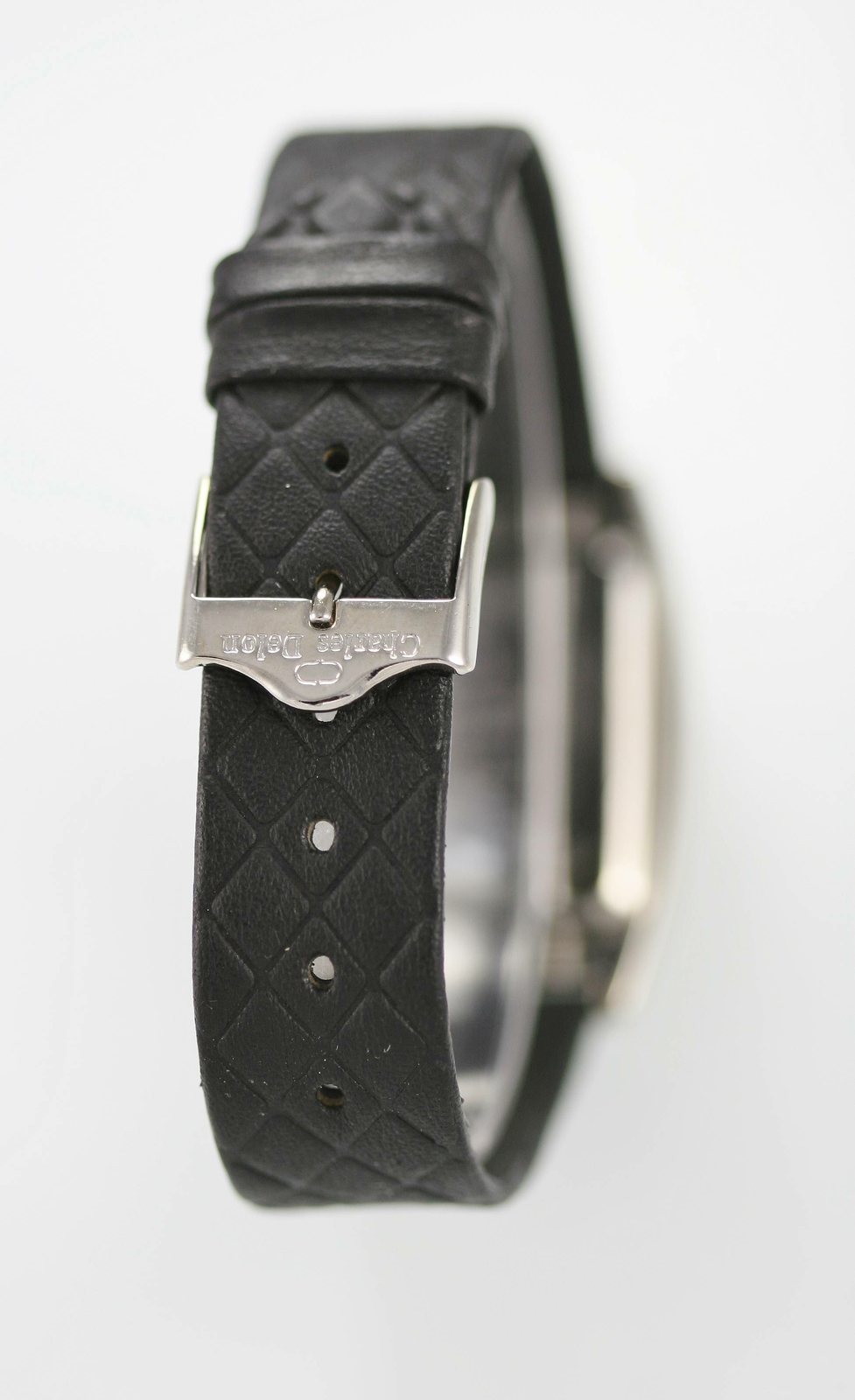 Charles Delon Watch Men Stainless Silver Water Resist Black Leather ...