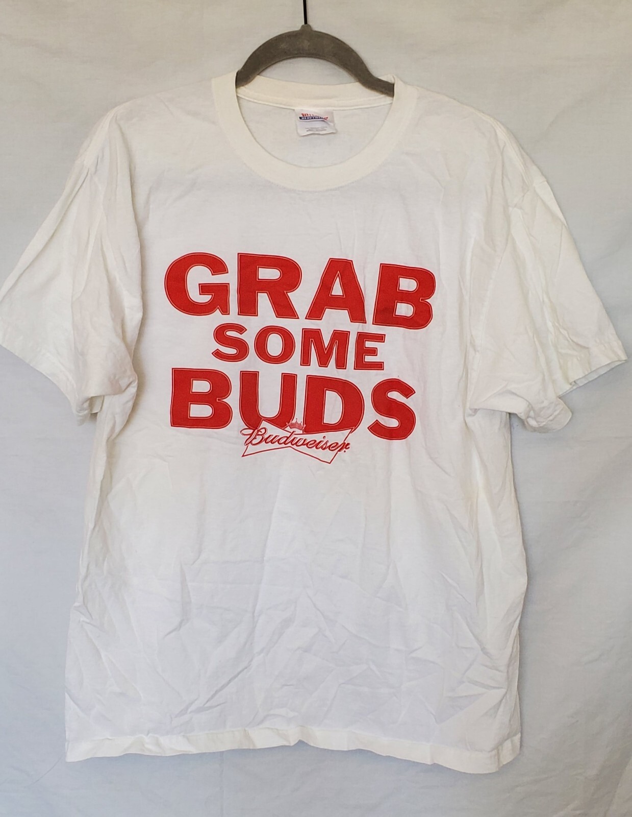 Vintage Grab Some Buds Budweiser Beer Logo T Shirt Me… - Gem
