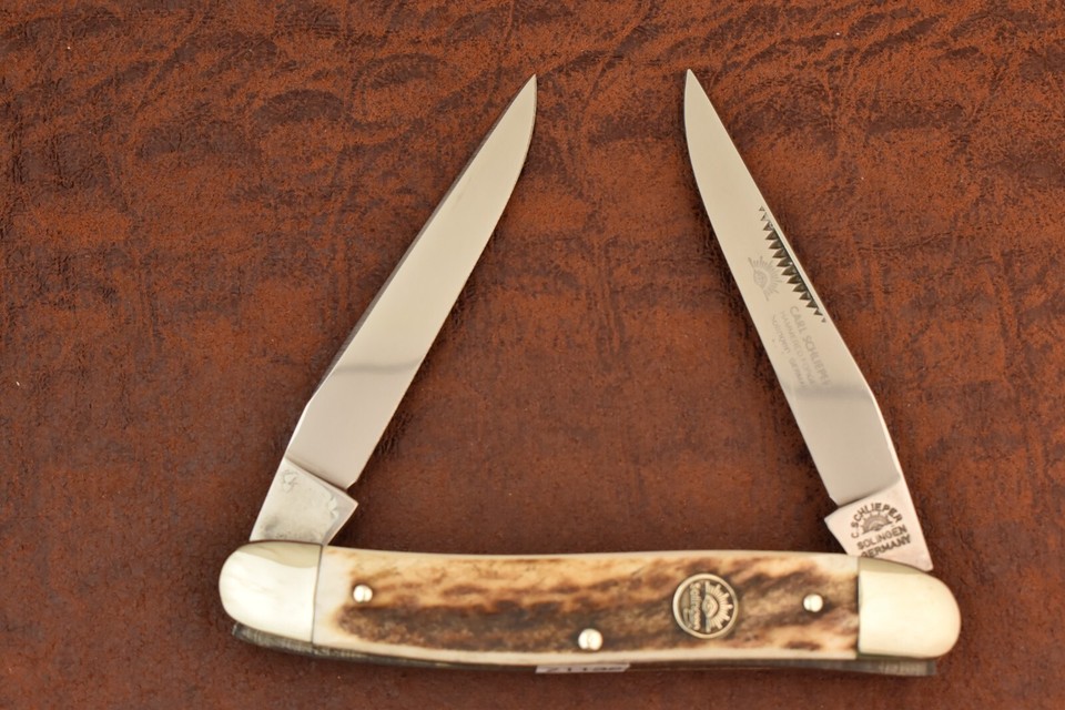 GERMAN EYE BRAND CARL SCHLIEPER STAG MUSKRAT KNIFE SOLINGEN GERMANY MDS ...