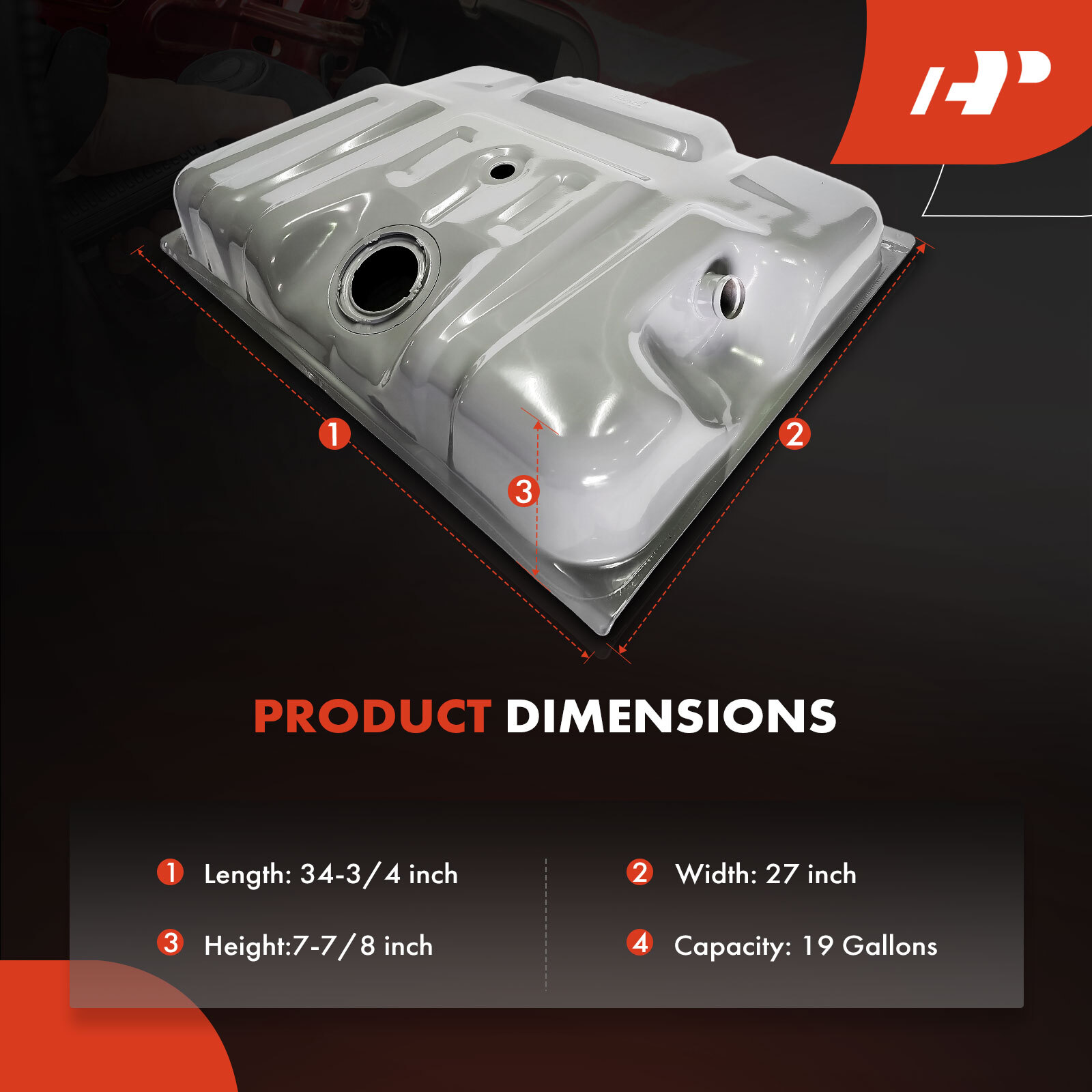 19 Gallons Fuel Tank for Ford F-150 F-250 F-350 1987 1988-1989 Behind ...