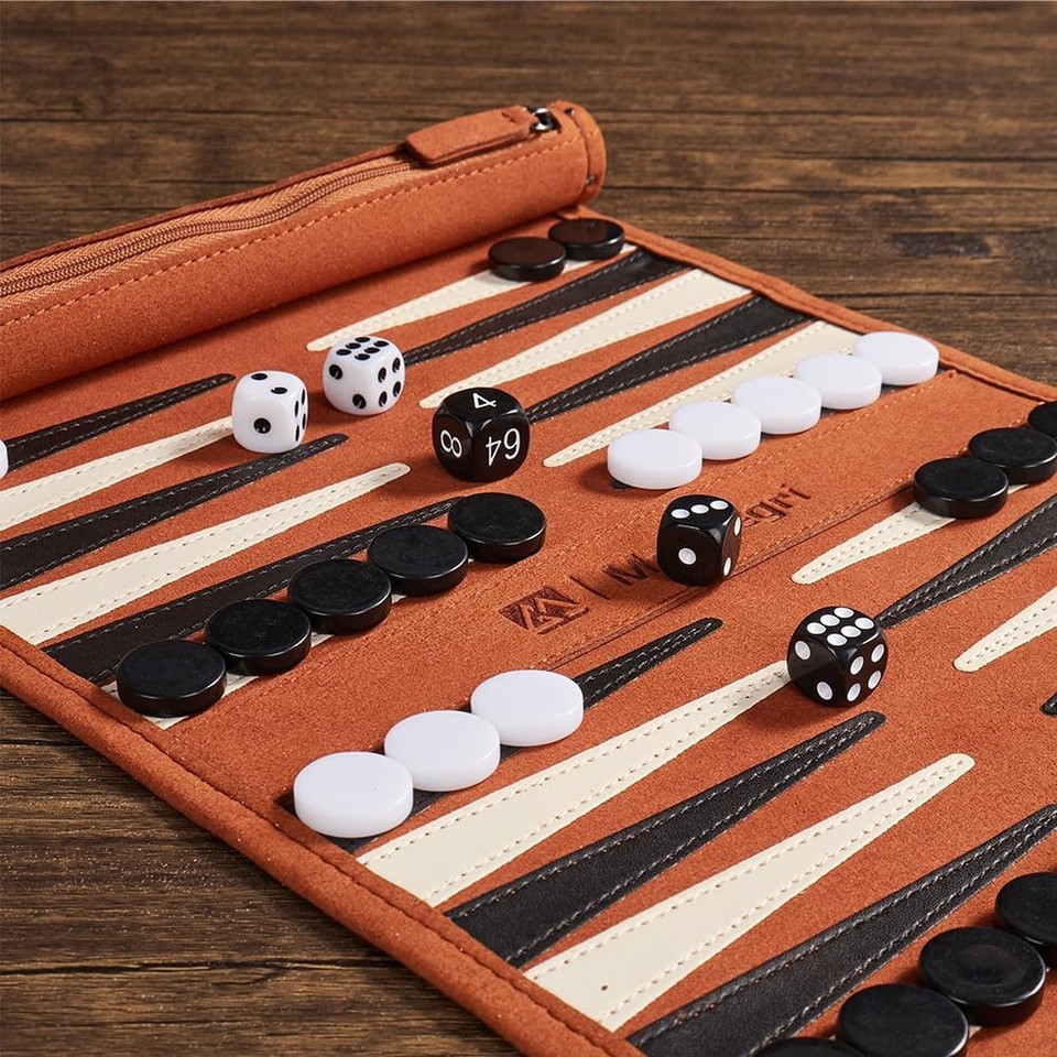 Backgammon Game Set - Roll up Board Games- Portable Travel Backgammon ...