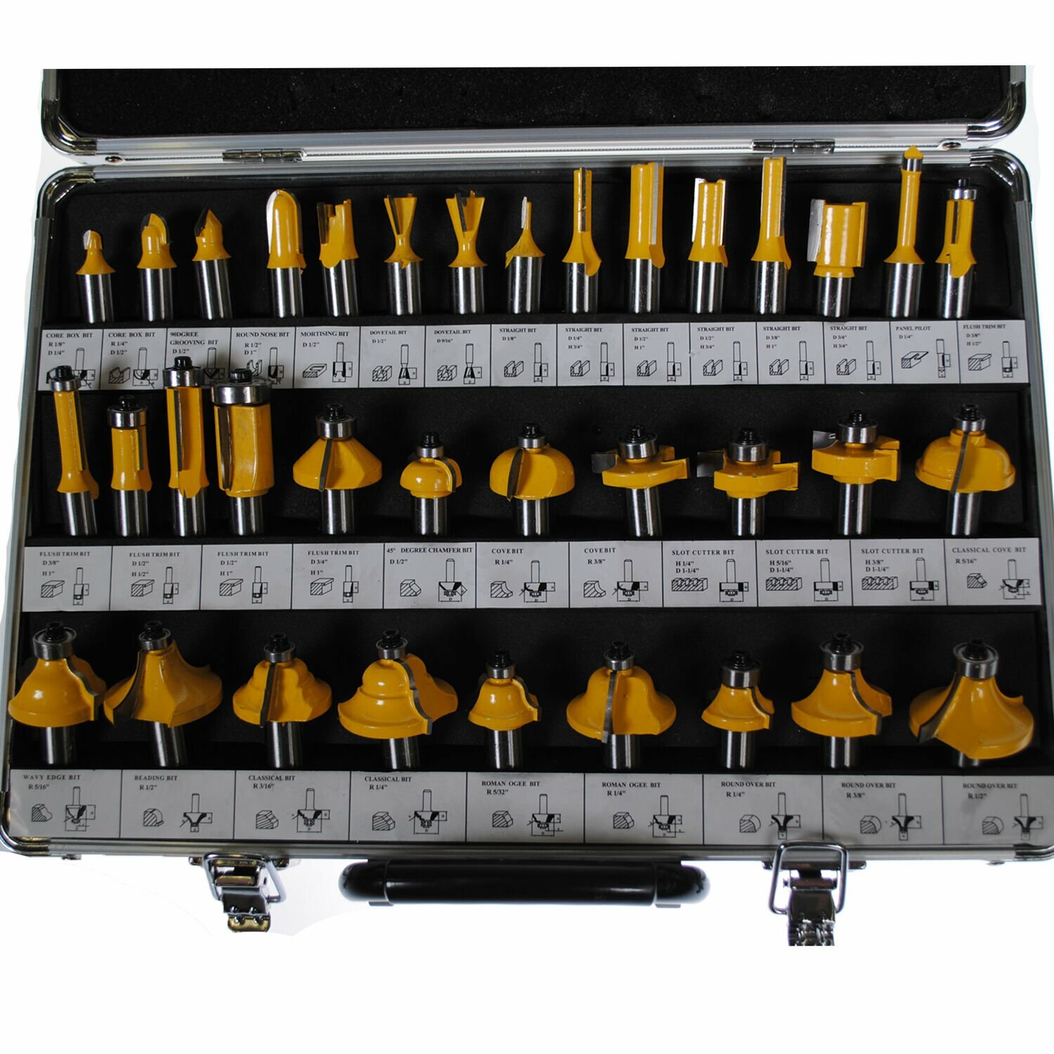 Shop4Omni NEW 35 PIECE CARBIDE ROUTER BIT TOOLS SET W/ CASE - 1/2 INCH ...
