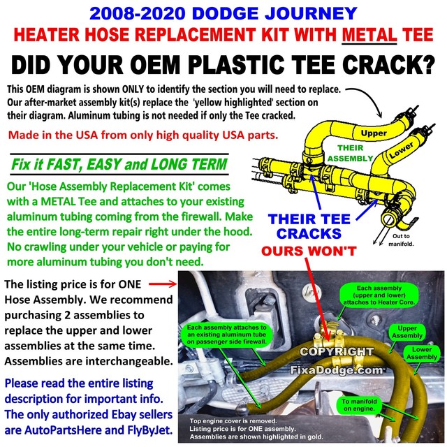 CHRYSLER OEM Dodge HVAC Heater Hose Assembly 05058437AK for sale online ...