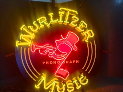 Wurlitzer Music Neon Sign 28"x28", acrylic panel UV print background ...