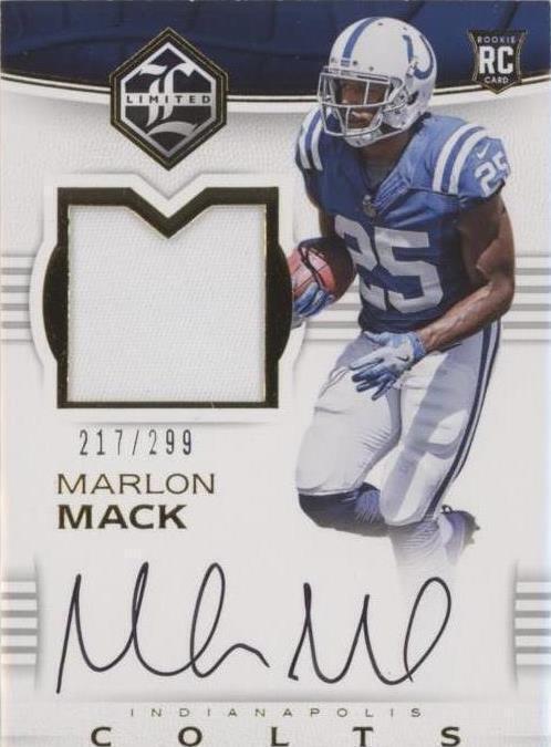 2017 Panini Limited - Rookie Patch Autographs Marlon Mack #131 /299 (AU ...
