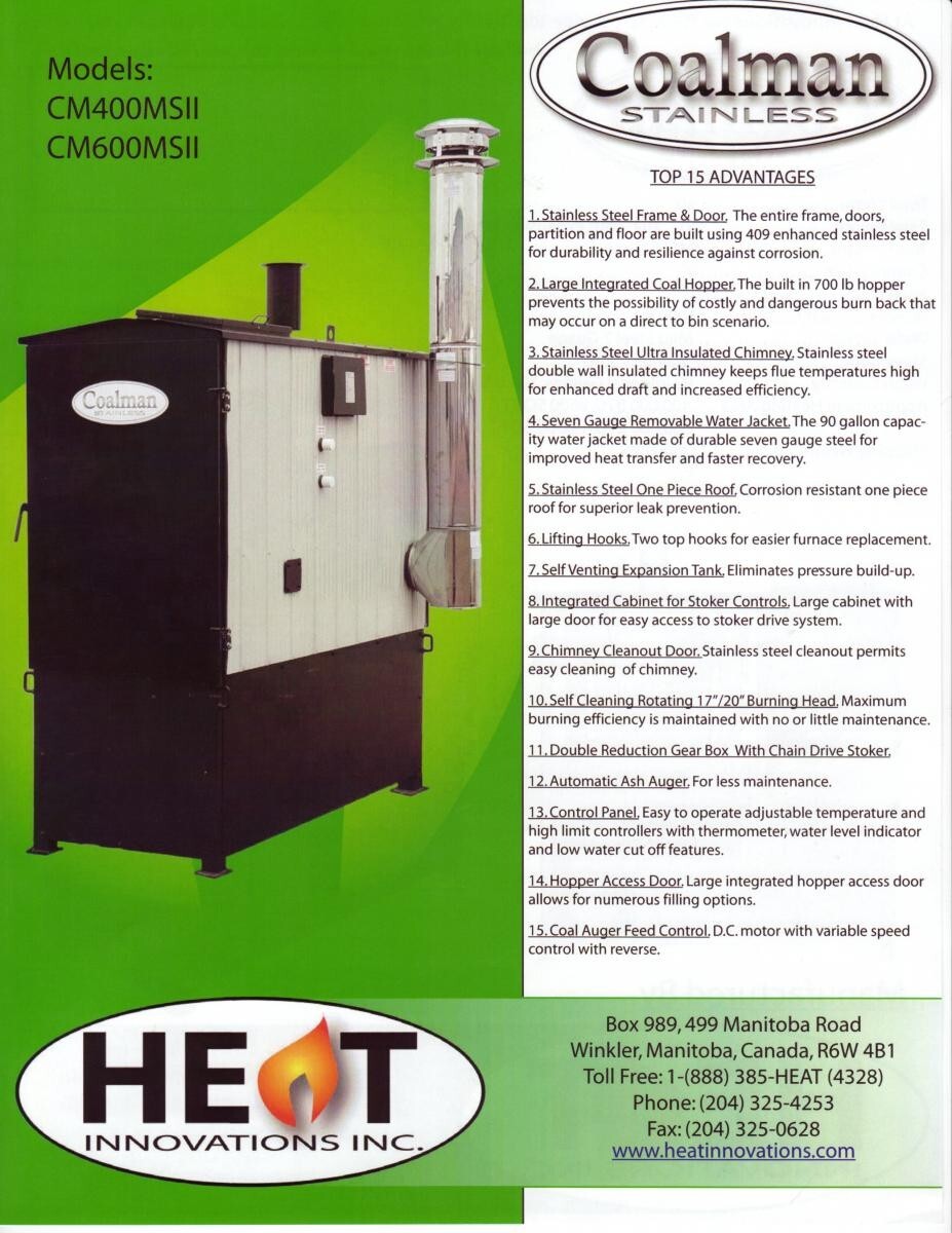 Coalman 400 MS II outside coal boiler never installed. Coal stoker | eBay
