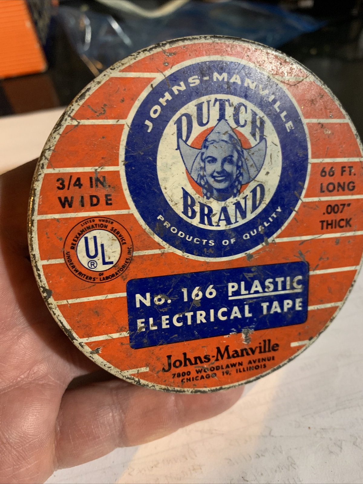 Dutch Brand Electrical Tape Tin 166 Plastic Litho W/ Tape Johns ...