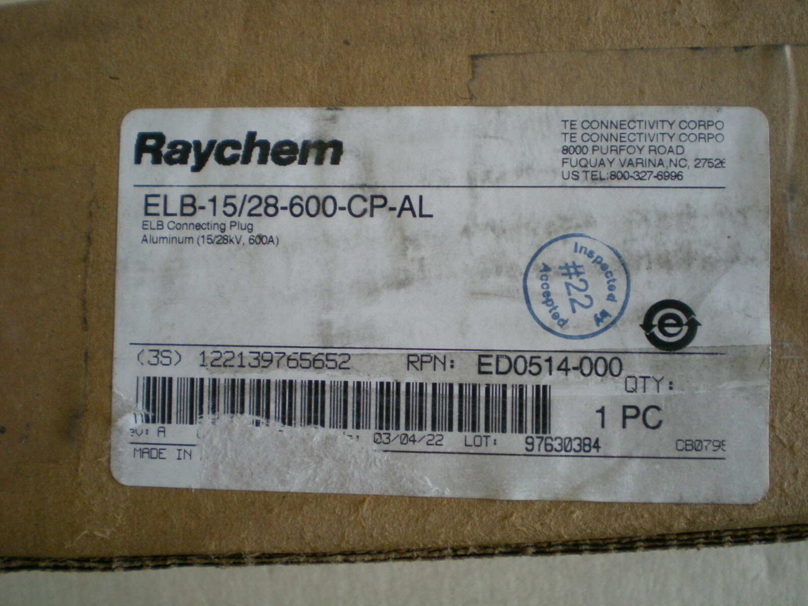 Raychem ELB-15/28-600-CP-AL (ELB Connecting Plug - Aluminum ) 15/28 kv ...
