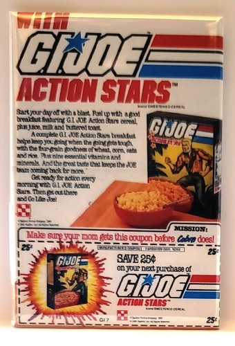 GI Joe Action Stars MAGNET 2"x3" Fridge or Locker Advertisement Cereal ...