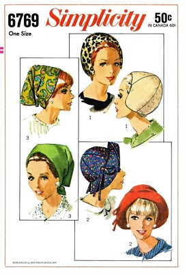 Simplicity # 6769 3 Styles Scarf Hat Helmet Cap Fabric Sewing Pattern ...