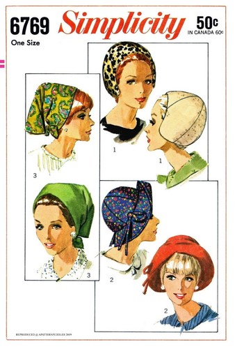 Simplicity # 6769 3 Styles Scarf Hat Helmet Cap Fabric Sewing Pattern ...