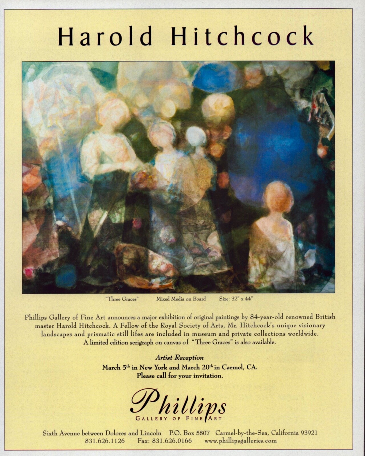 HAROLD HITCHCOCK Art Gallery Exhibit ~ Three Graces ~ VINTAGE PRINT AD ...