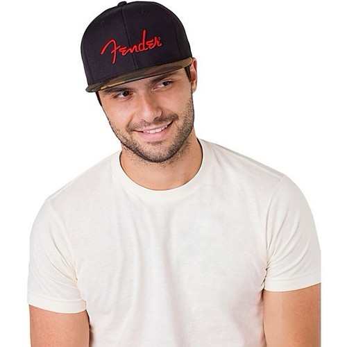 NWT Fender Guitar Hat Cap Snapback Camo Flat Bill Black Red Logo ...