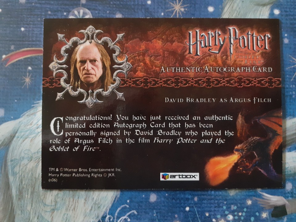 Artbox David Bradley Autograph Card Argus Filch- Harry Potter GOF | eBay UK