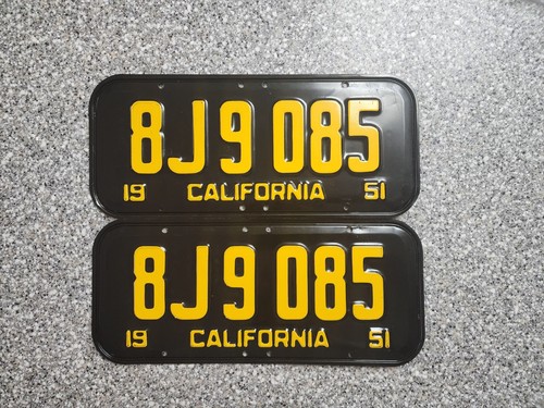 1951 California License Plates, Original, Authentic, DMV Clear ...