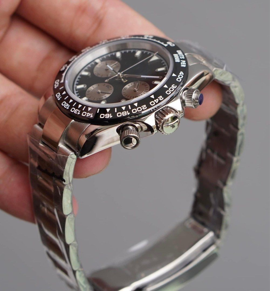 Custom Built Chronograph Watch | VK63 Quartz | Black Dial | Silver ...