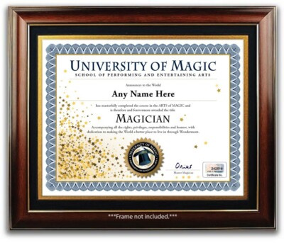 Magician School Personalized Certificate Diploma - Magic Kit Tricks ...