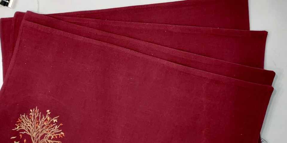 Harmon Fall Tree Maroon Set of 4 Placemats NEW Fall Motif | eBay