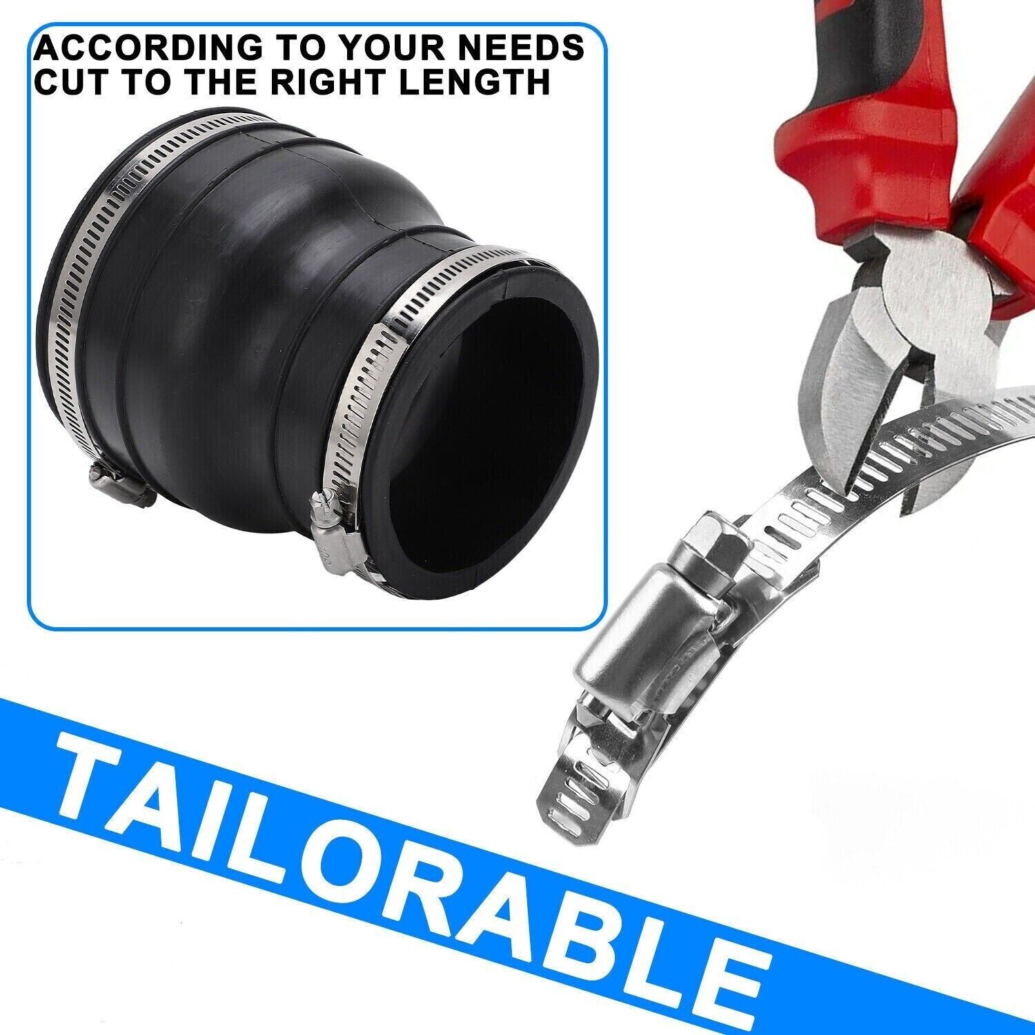 11.5FT Adjustable Large Hose Clamps Worm Gear Stainless Steel Clamp +8 ...