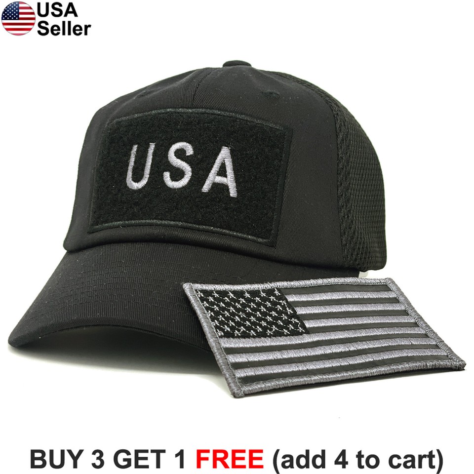 US Tactical American Flag Patch Cap Hat USA Detachable Logo Armed ...