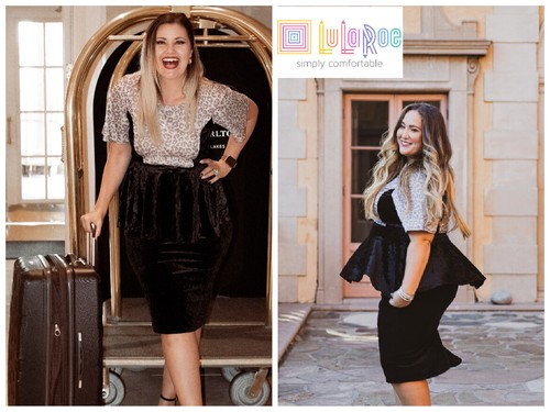 LULAROE EMMA ELEGANT CHEETAH LEOPARD BLACK VELVET SPARKLE PEPLUM TOP ...