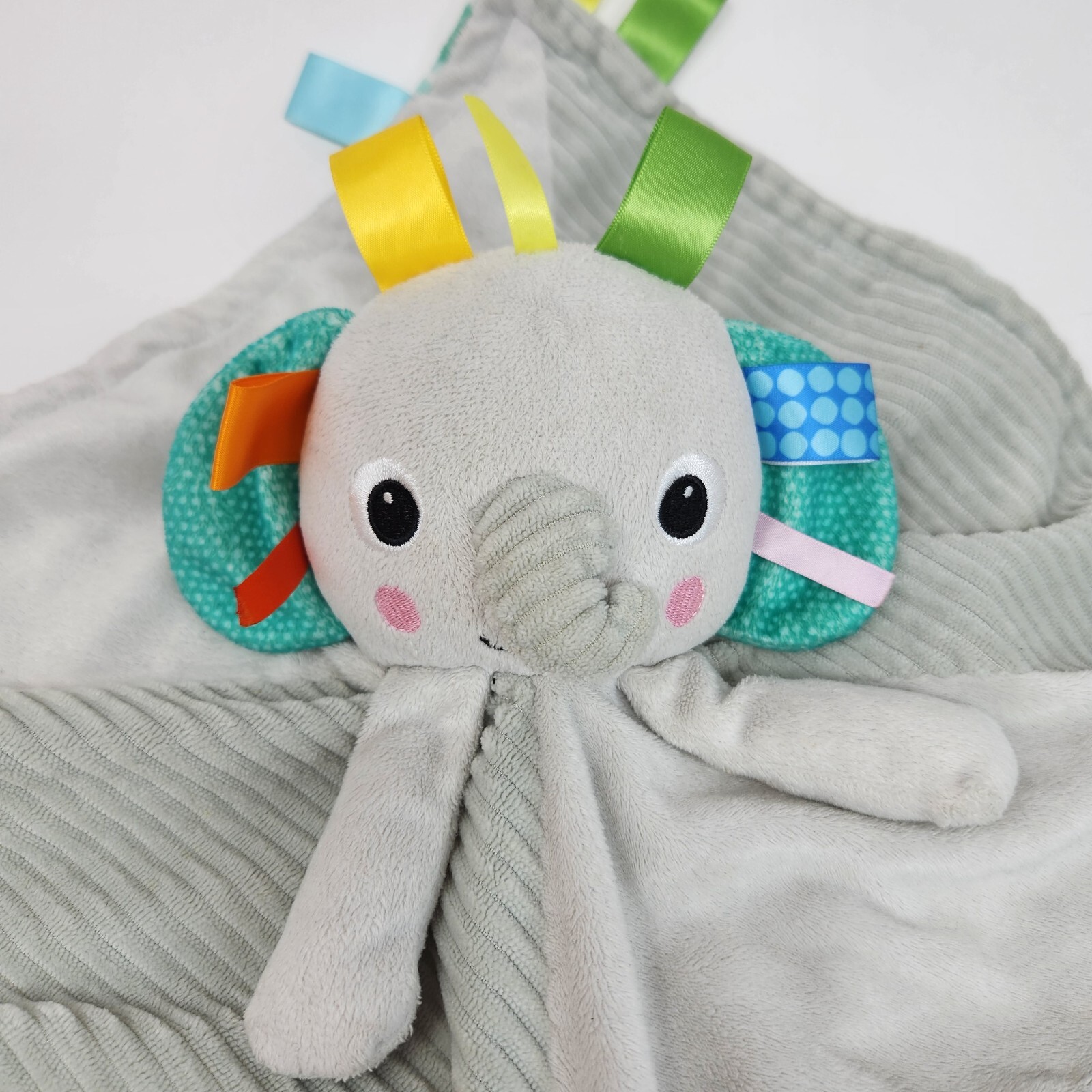 TAGGIES BABY GREY ELEPHANT BRIGHT STARTS SECURITY BLANKET STUFFED ...