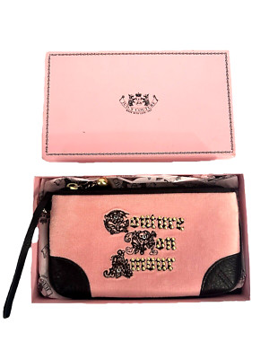 JUICY COUTURE Pink Velvet Wallet Wristlet Studs Heart Rare | eBay