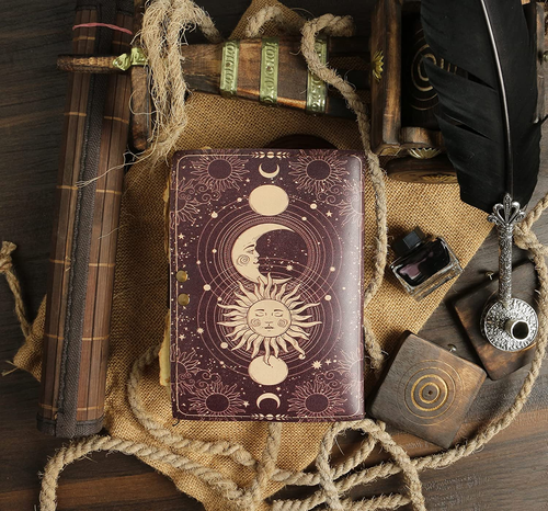 Vintage Leather Journal Notebook for Writing Sun & Moon Diary Vintage Paper 200 | eBay