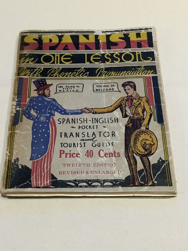 Spanish English Pocket Translator Booklet w Phonetics Vintage 1951 Book ...