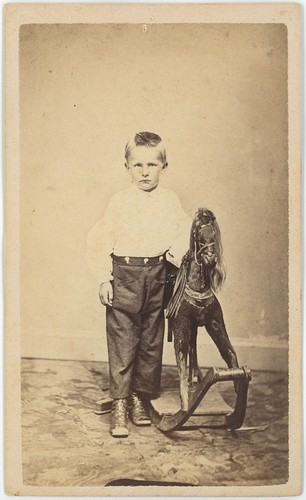 Young Boy With Rocking Horse Toy Muncie, Indiana 1860s CDV Carte de ...