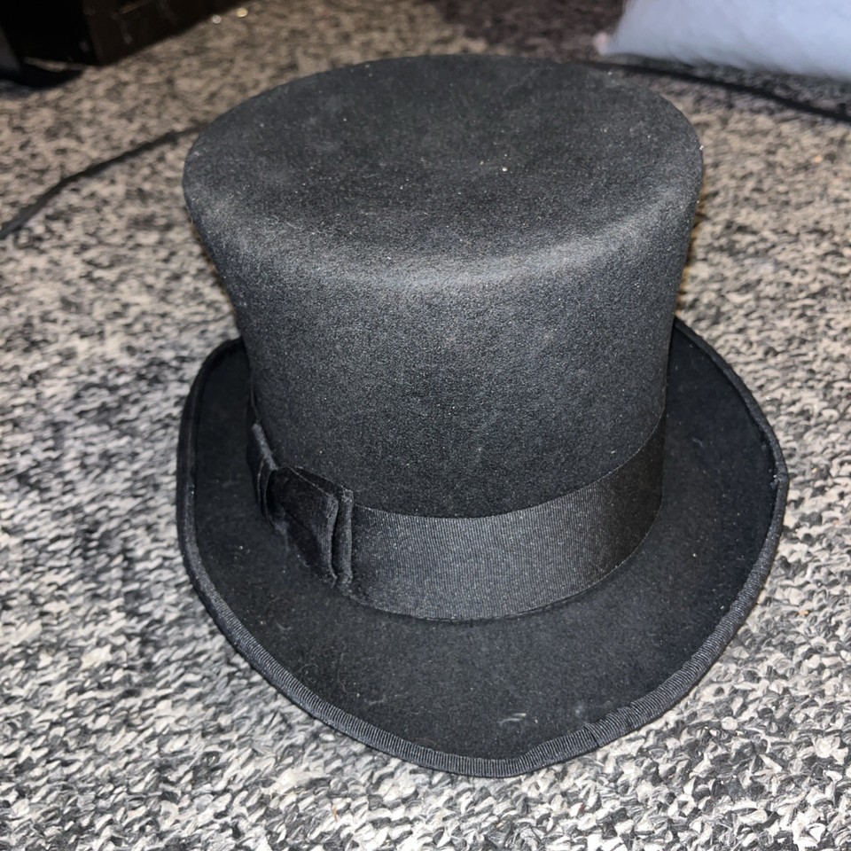 Vintage Top Hat Wool Mad Hatter Tall Hat Height Magic Performing Cap ...