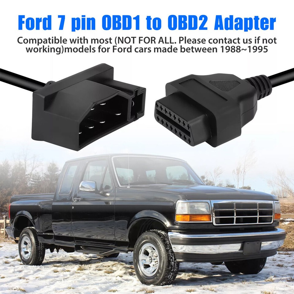 FOR Ford 7 pin OBD1 to OBD2 Adapter Code Reader Scanner Check Engine ...