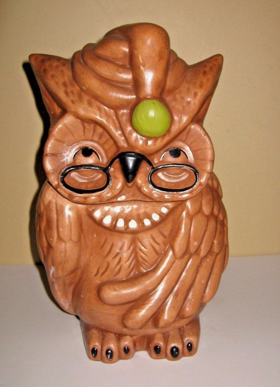 Vintage DeForest Of Calf. Brown Owl w/Glasses & Hat Ceramic Cookie Jar ...