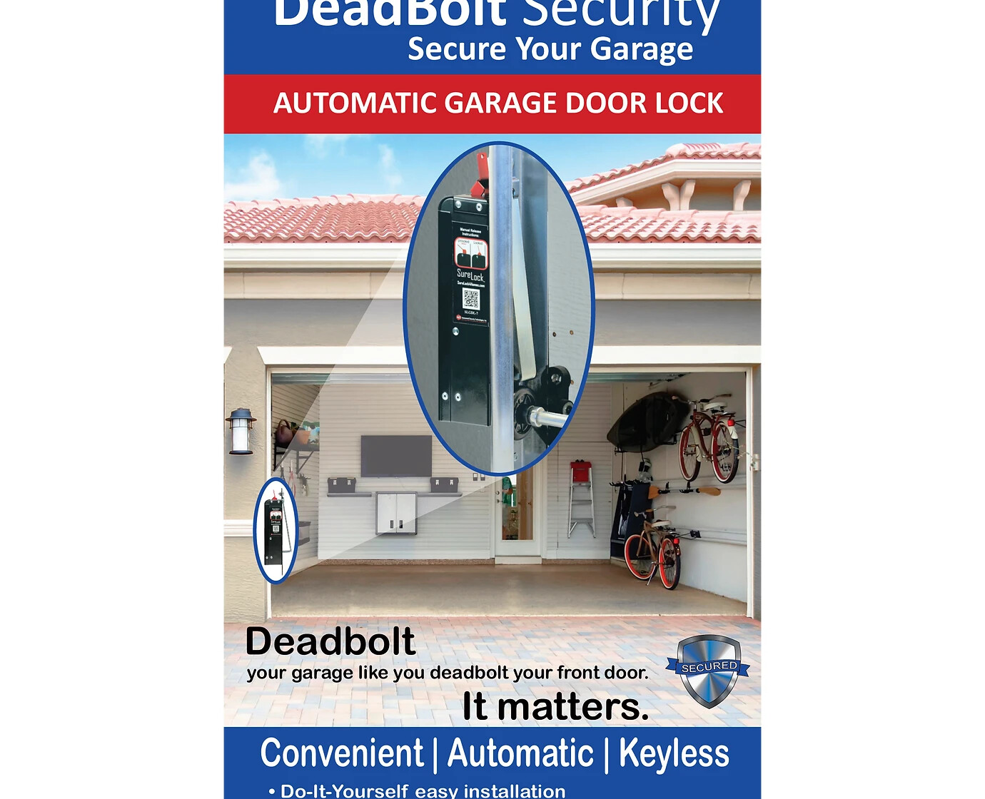 Surelock- Automatic garage door lock/deadbolt- secure your gradge | eBay