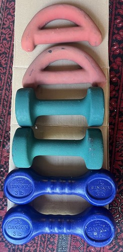 Lot of (6) Vtg Low Impact Hand Weight Dumbbells Fitness 3lb/5lb/7lb ...