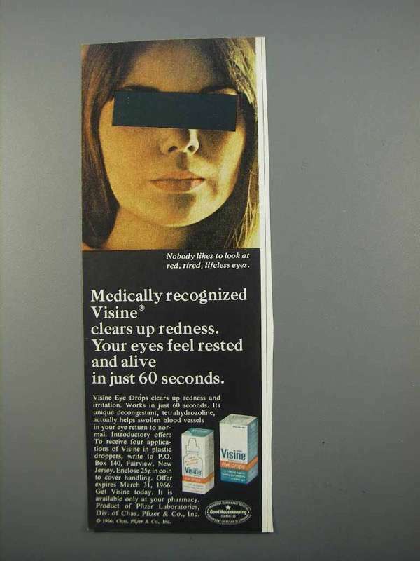 1966 Visine Eye Drops Ad - Medically Recognized | eBay