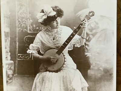 Victorian Sexy Dressed Lace Lady Playing Banjo Music Instrument ...