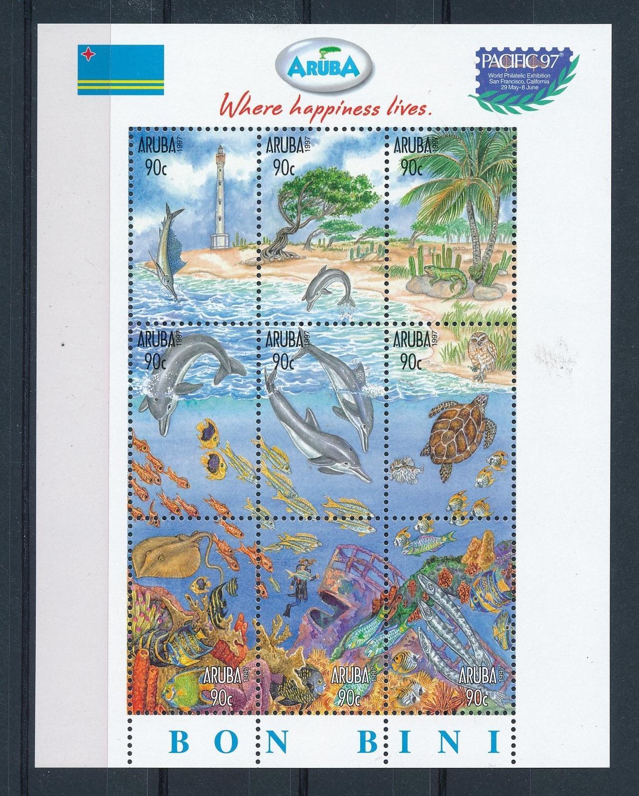 [AR196] Aruba 1997 Marine Life Dolphins Fish Coral Diving MNH Sheet | eBay