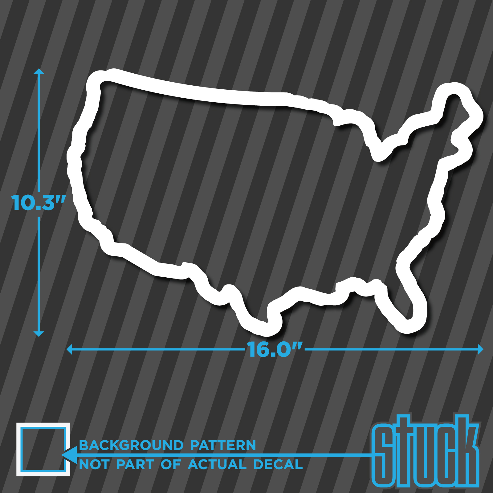 USA Track Map - 16.0"x10.3" - vinyl decal sticker america shape outline ...