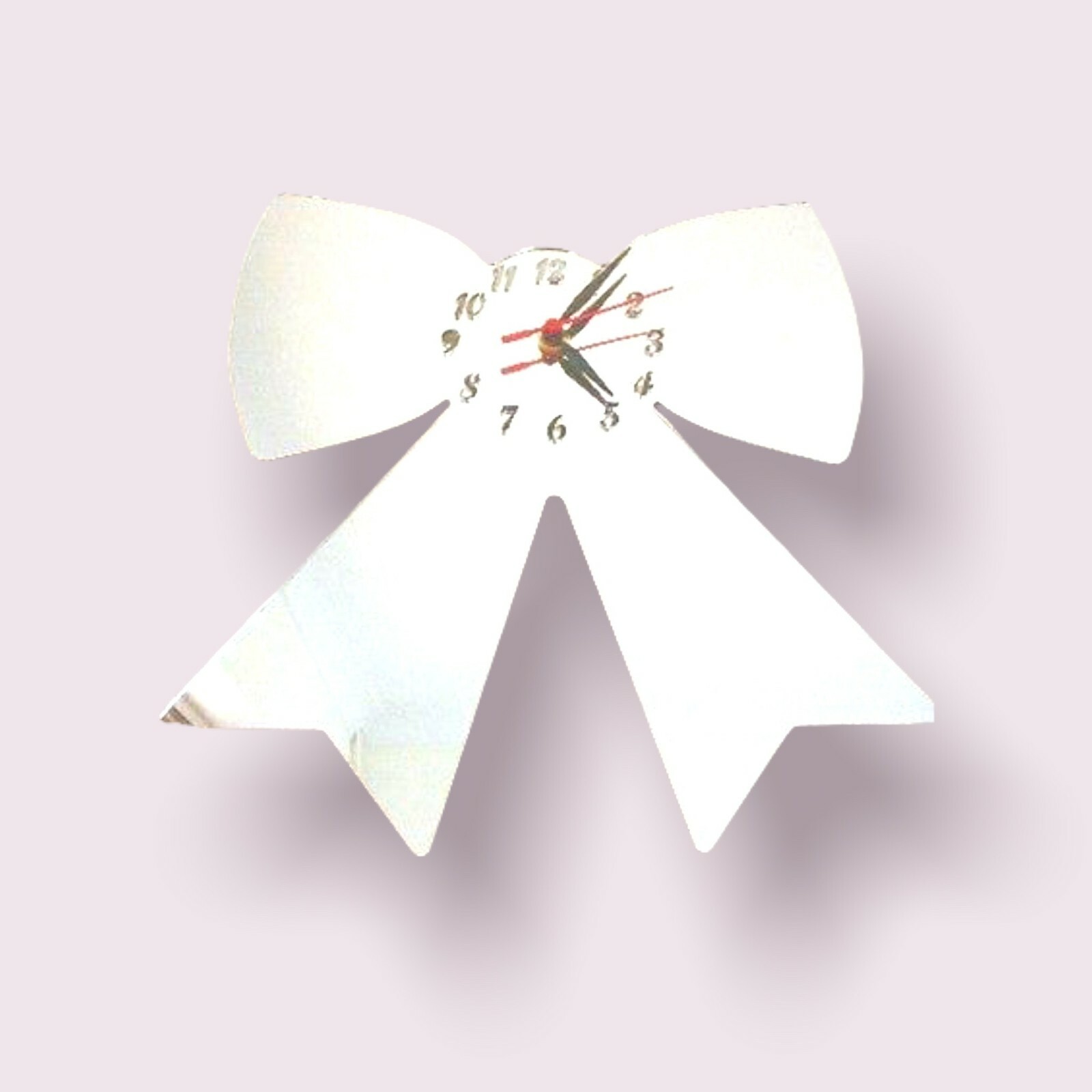 Ribbon / Bow Shaped Silent Tick Acrylic Clocks - Many Colours, Bespoke ...