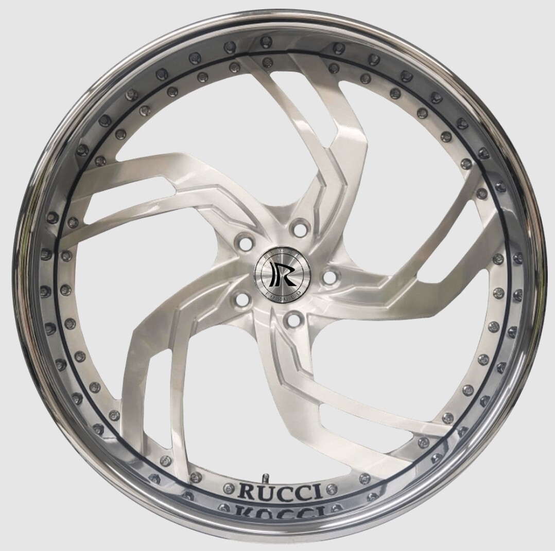 24" Inch Brushed Face & Chrome Lip Rucci Juno 5x120 2pc Wheels Rims ...