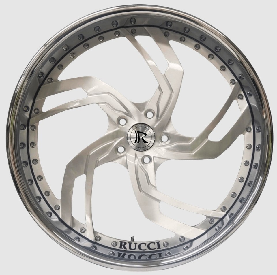 24" Inch Brushed Face & Chrome Lip Rucci Juno 5x120 2pc Wheels Rims ...
