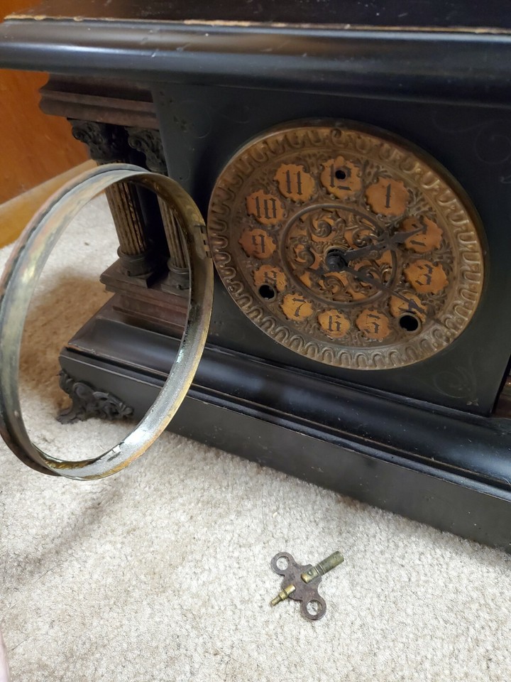 Sessions Mantle Clock 8 Day 1/2 Strike Cathedral Gong turn back Pillar ...