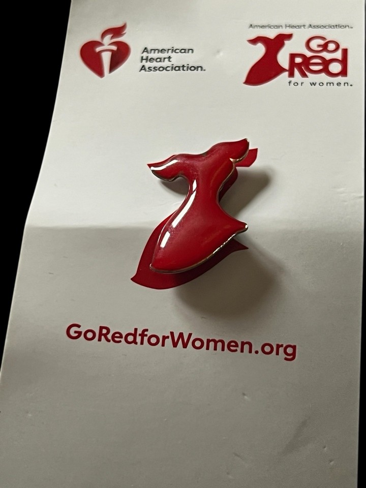 Vintage American Heart Association Go Red for Women red dress lapel pin ...
