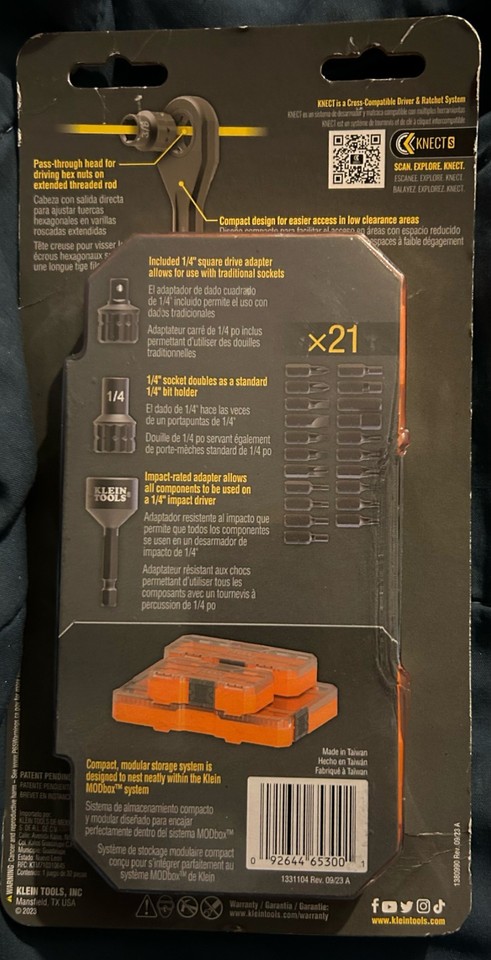 Klein Tools KNECT 65300 1/4-Inch Drive pass Through Socket Set 32-Piece ...