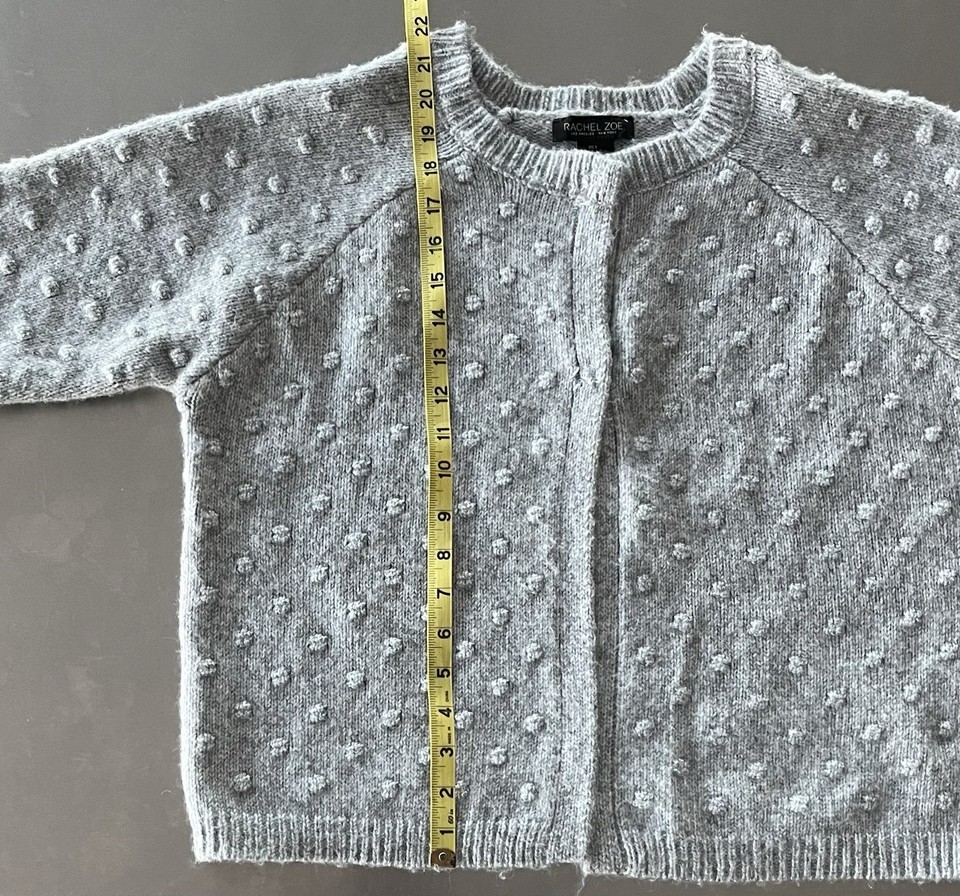 Rachel Zoe Womens Sweater Top Cardigan - Size Large** Gray Pom Pom ...